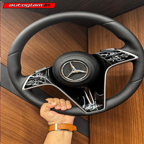 Mercedes Maybach Black Steering Wheel – Sleek & Durable Upgrade – autoglam