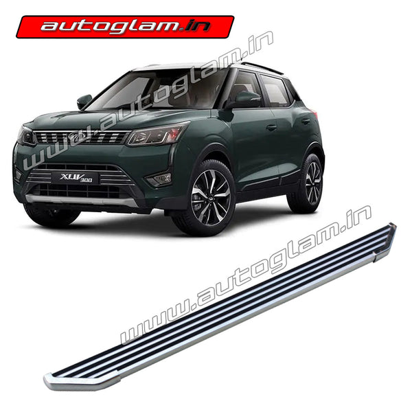 Mahindra XUV300 2019-2024 Aluminium Foot Step, and Chrome Finish Corne ...