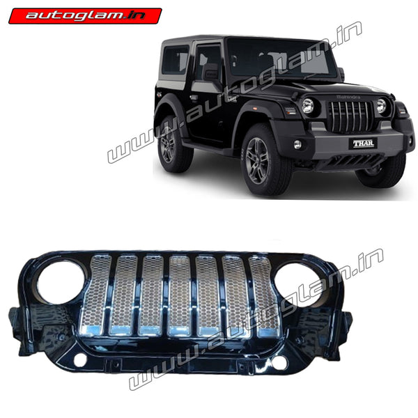 MAHINDRA THAR 7 SLOT FRONT GRILL FOR THAR WITH CHROME | AGMAH469GR ...