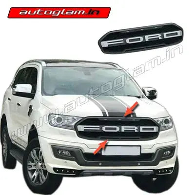 Ford Endeavour 2016-18 Front Custom Grill in White Colour with 3 White ...
