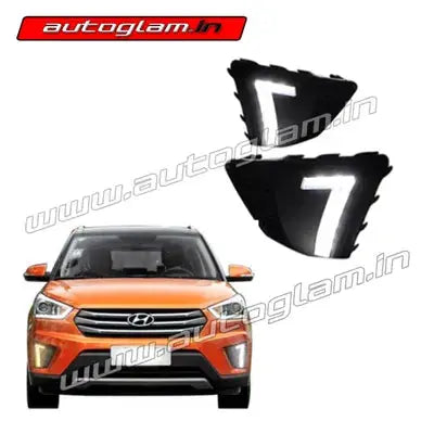 Hyundai Creta 2015-2018 LED DRL with Turn Indicator Fog Light Cover ...