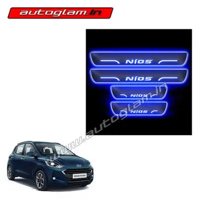 Hyundai Grand i10 Nios 2019+ Blue LED Sill Plates -Set of 4 Pcs ...