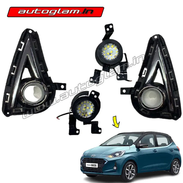 Hyundai Grand i10 Nios LED Fog Lamp With Chrome Covers, AGMSGNFL – autoglam