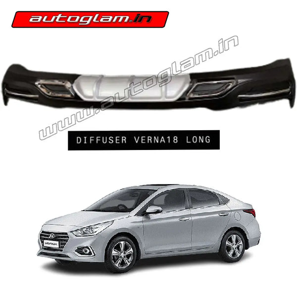 Hyundai Verna 2017+ Rear Bumper Diffuser with Chrome Exhaust Tip, AGHV ...