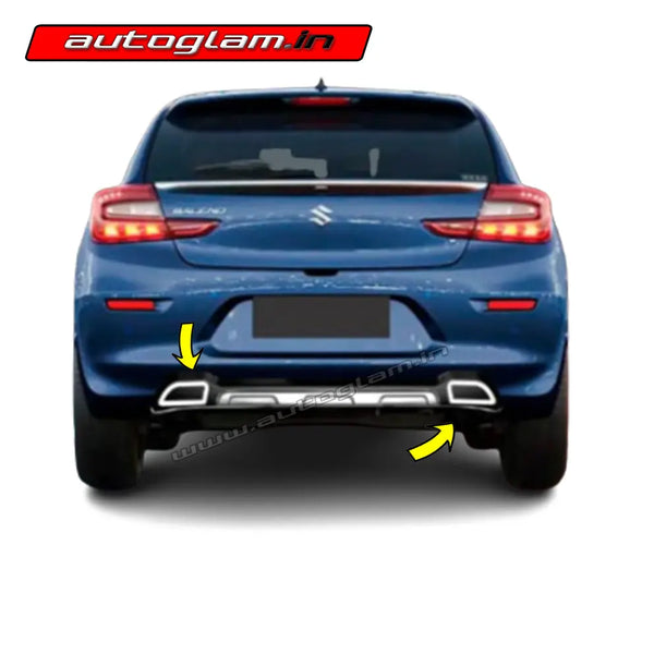 Maruti Suzuki Baleno 2022+ Rear Bumper Diffuser with Dual Chrome Tip ...